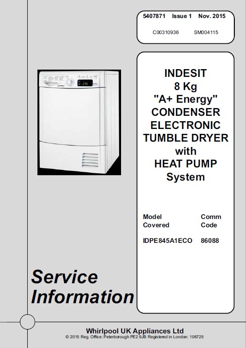 Indesit IDPE 845 A1 ECO dryer service manual
