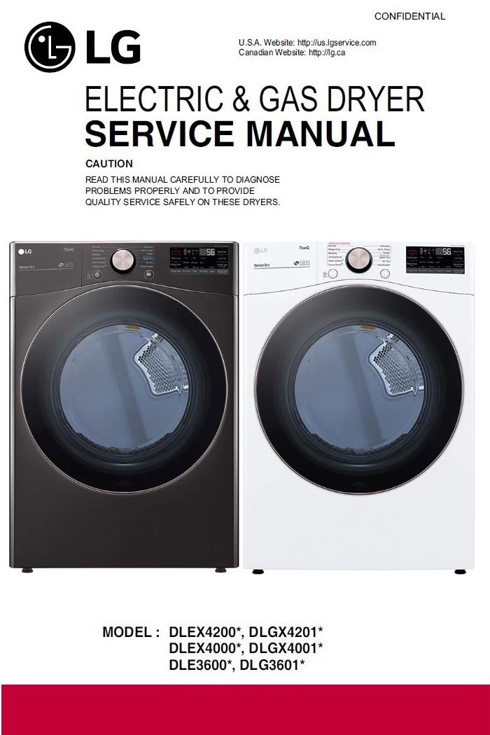 LG DLEX4200 DLGX4201 Dryer Service Manual