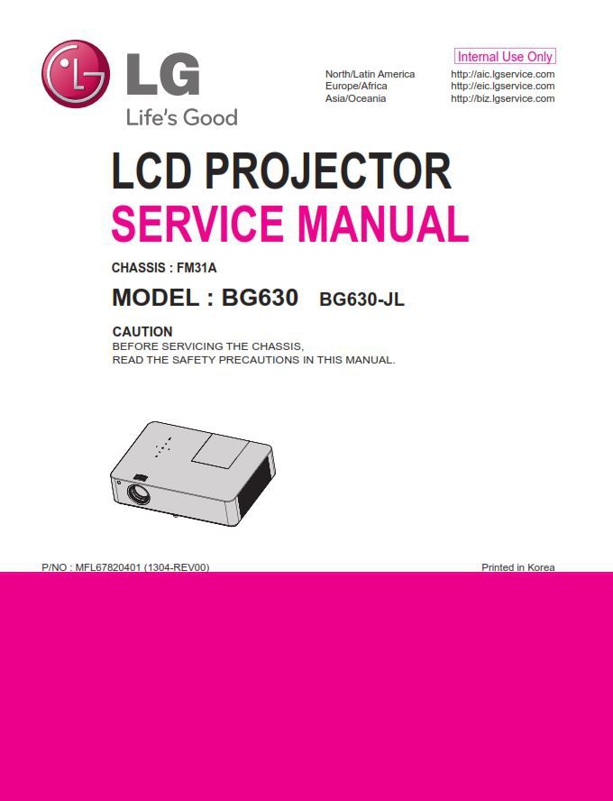 LG BG630 Projector Service Manual and Repair Guide