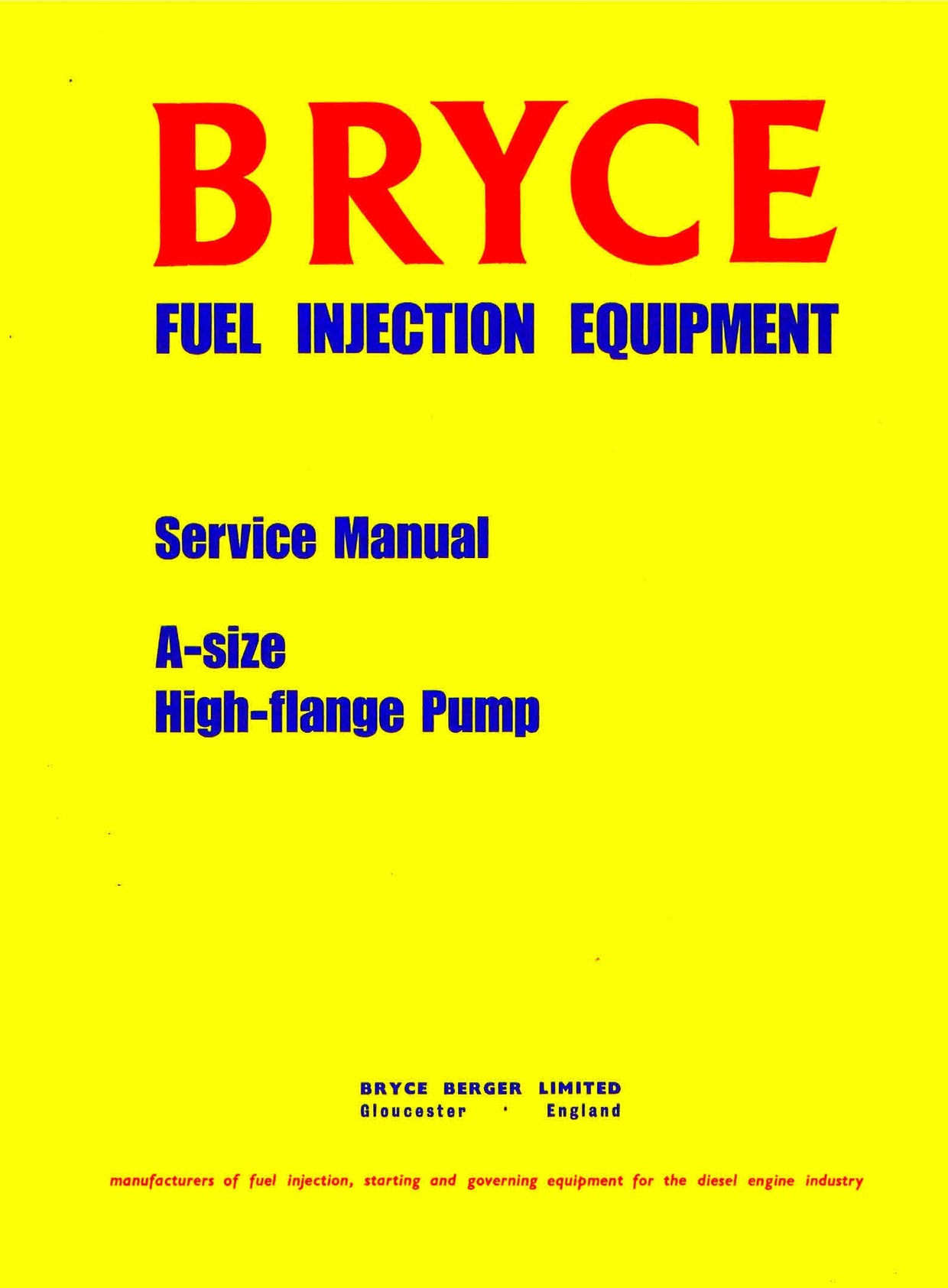Bryce Fuel Pumps Manuals For Mechanics