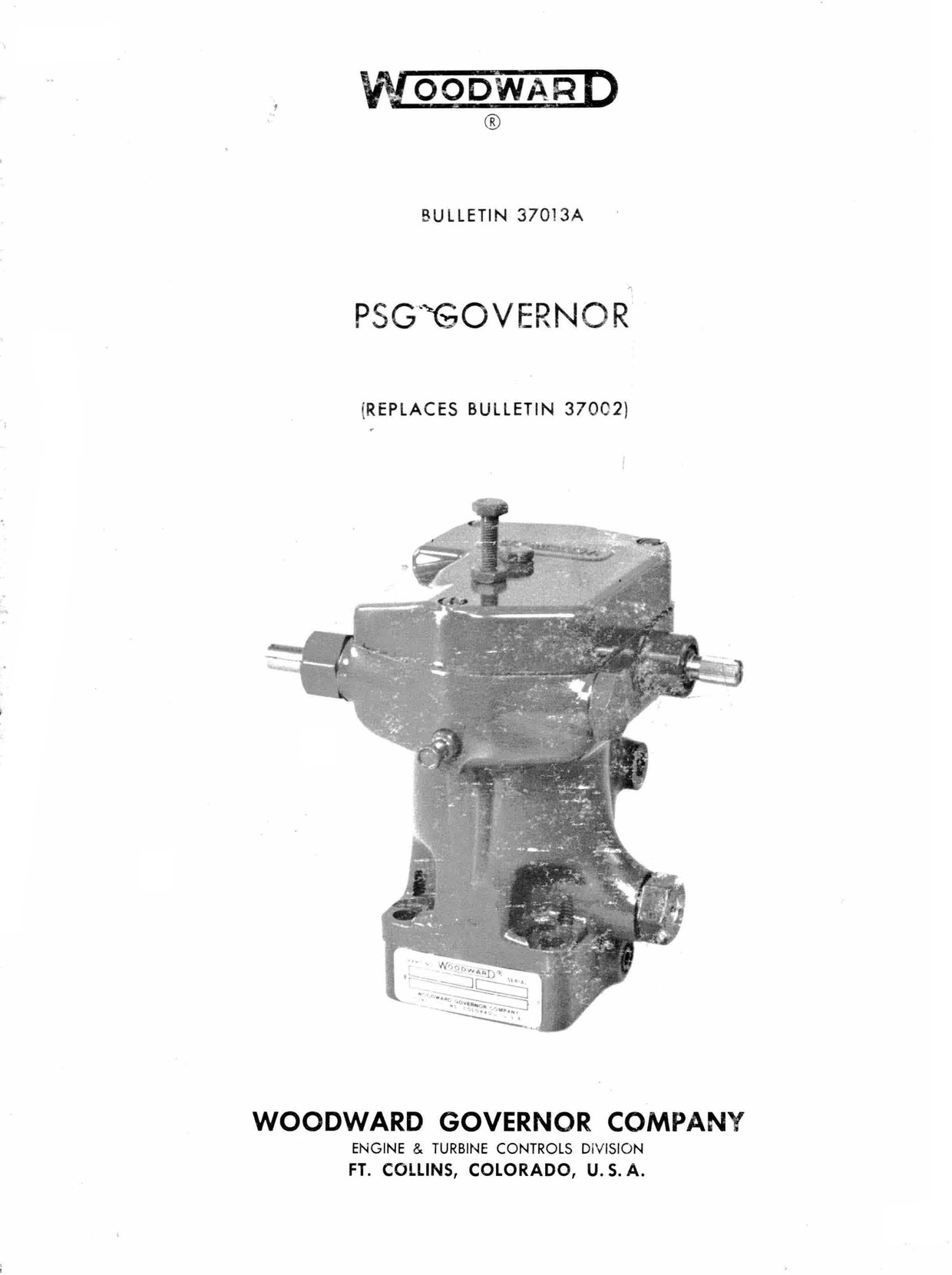 WOODWARD GOVERNOR COMPANY ENGINE & TURBINE CONTROLS SERVICE BOOK