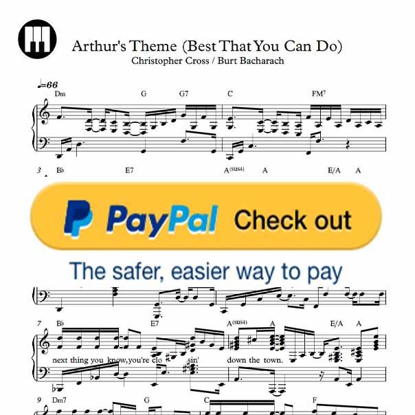 Arthur's Theme - Piano Sheetmusic pdf /Christopher Cross
