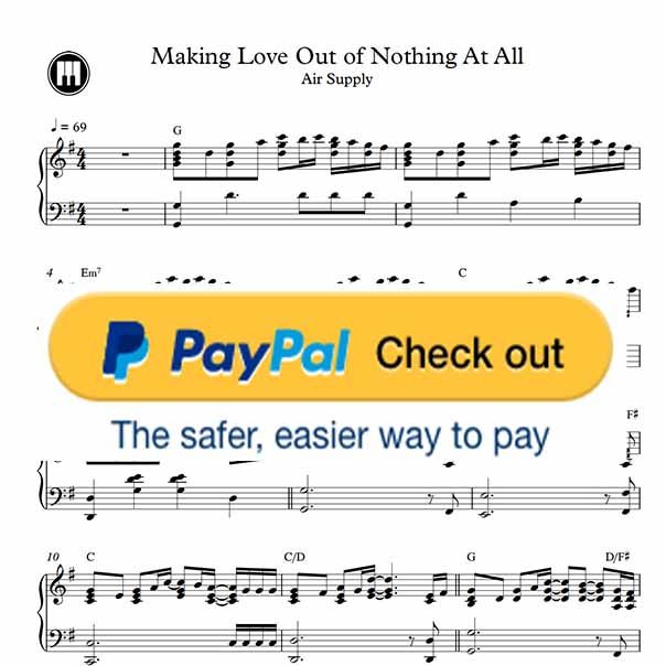 Making Love Out of Nothing At All- Piano Sheetmusic pdf /Air Supply