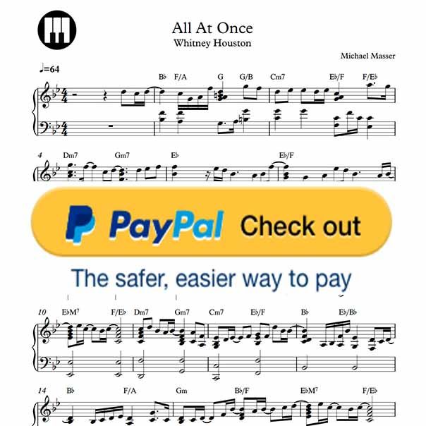 All At Once - Piano Sheetmusic pdf /Whitney Houston