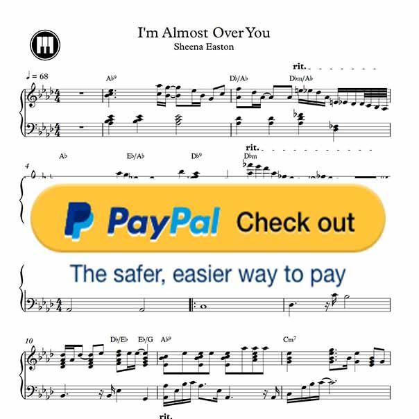 Almost Over You - Piano Sheetmusic pdf /Sheena Easton