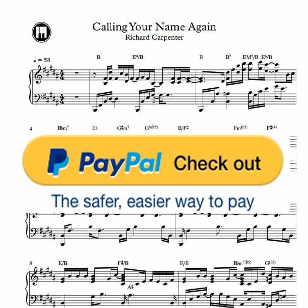 Calling Your Name Again -Piano Sheetmusic pdf /Richard Carpenter