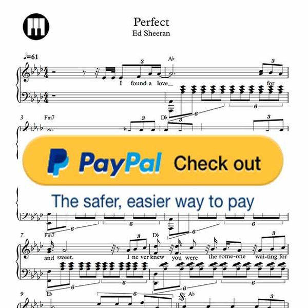 Perfect - Piano Sheetmusic pdf /Ed Sheeran