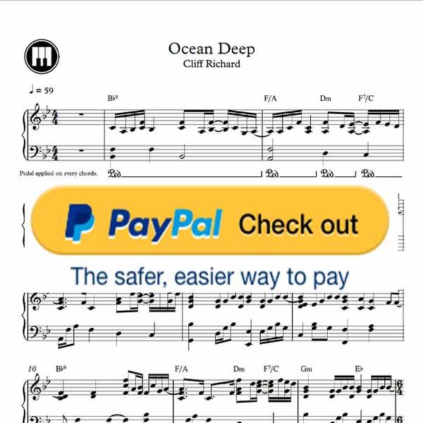 Ocean Deep - Piano Sheetmusic pdf /Cliff Richard