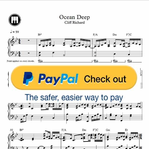 Ocean Deep - Piano Sheetmusic pdf /Cliff Richard