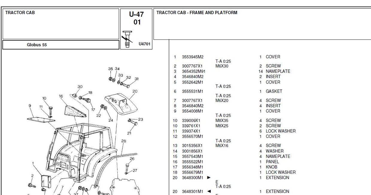 Landini Globus 55 Parts Catalog,Landini Globus 55 parts manual, Landini ...