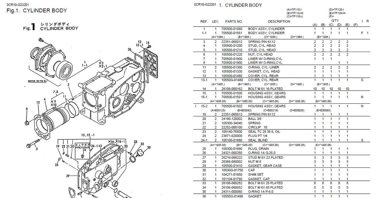 Yanmar TF110 TF120 Diesel Engines Parts Catalog,Yanmar TF110 TF120 ...