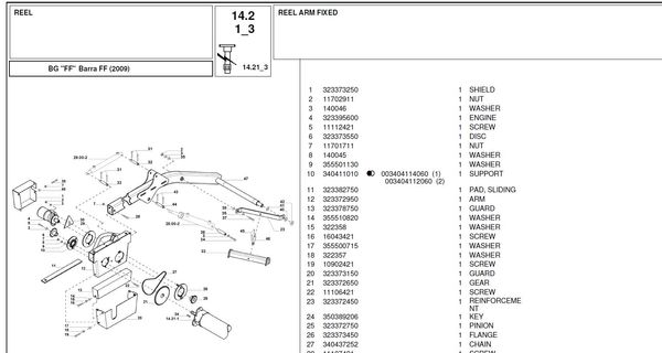 Laverda Header Barra FF (2009) - Parts Catalog