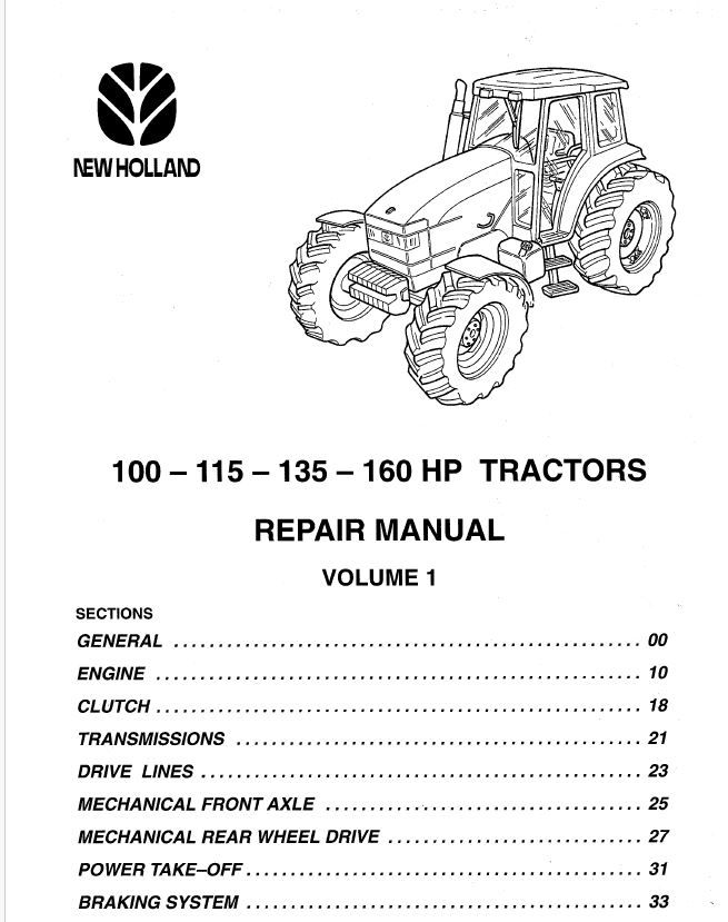 New Holland HP 100 115 135 165 Tractors - Service Manual