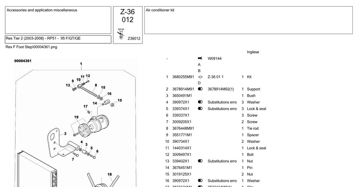 Landini Rex 95 F/GT/GE Tier 2 (2003-2008) - RP51 Parts Catalog