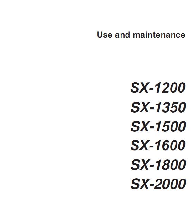 Hurlimamm SX-1200 SX-1350 SX-1500 SX-1600 SX-1800 SX-2000 Use and Maintenace