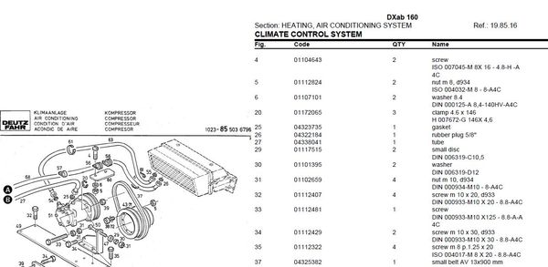 Deutz Fahr DX ab 160 - Parts Catalog