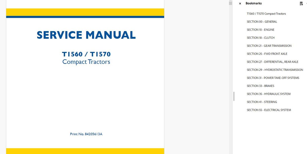 New Holland T1560 / T1570 Compact Tractors - Service Manual