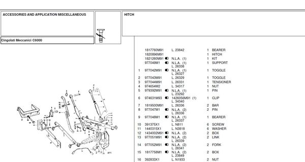 Landini Cignolati Meccanici C6000 Tractor - Parts Cata