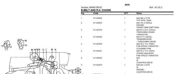 Deutz Fahr 5670 Combine Harvester - Parts Catalog