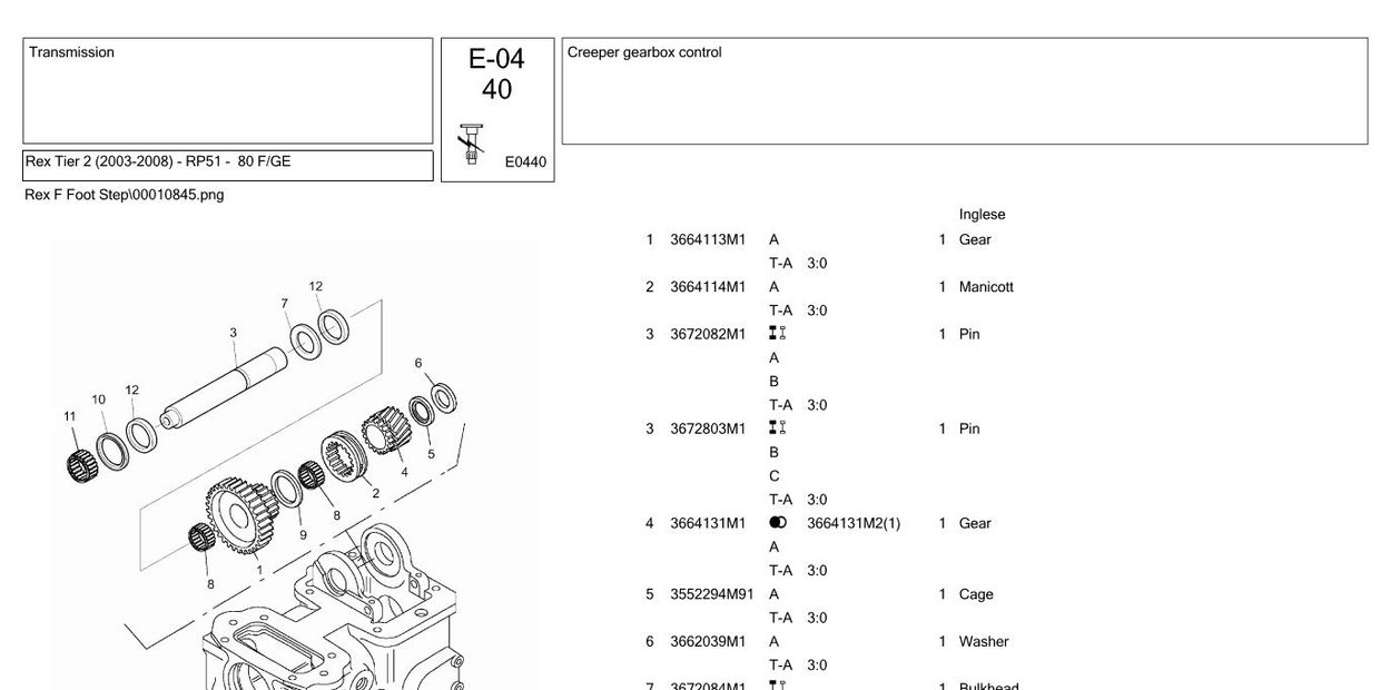 Landini Rex 80 F/GE Tier 2 (2003-2008) - RP51 - Parts Catalog