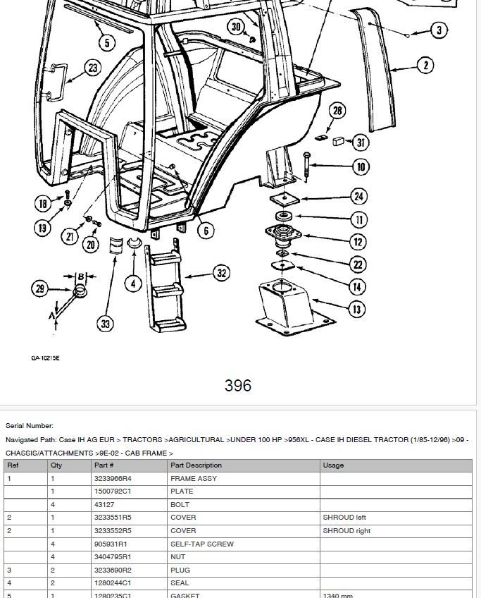 Case 956 XL (1985-1996) - Parts Catalog