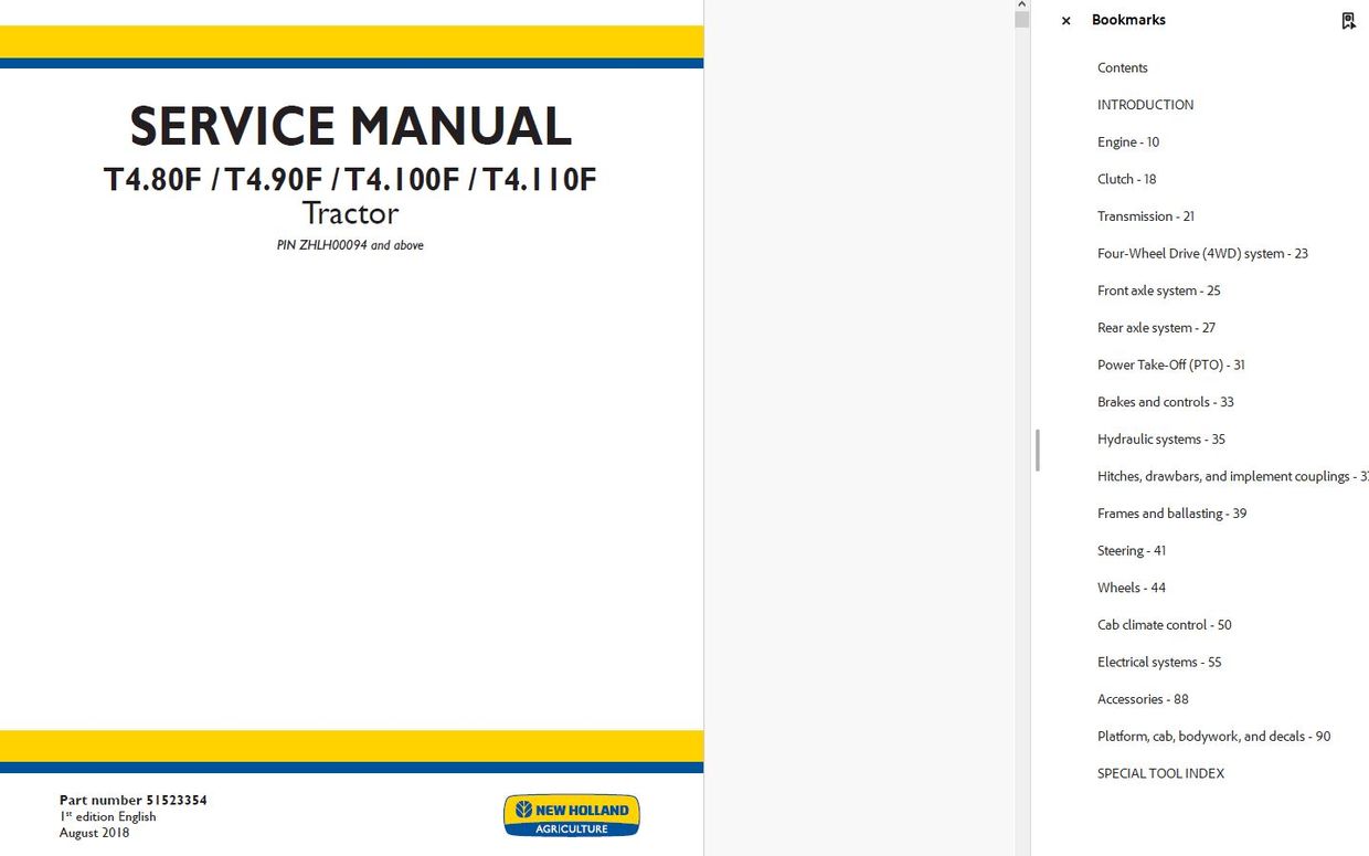 New Holland T4.80F / T4.90F / T4.100F / T4.110F - Service Manual