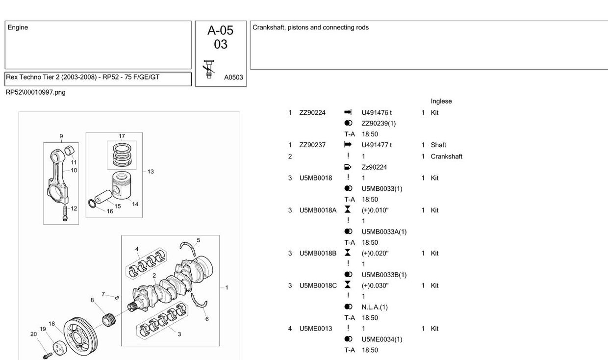 Landini Rex 75 F/GE/GT Techno Tier 2 (2003-2008) Parts Catalog,Landini ...
