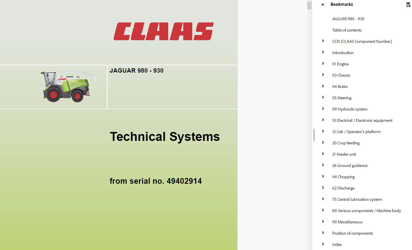 Claas Jaguar Workshop Manuals