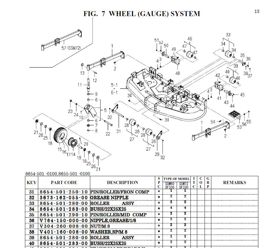 Iseki SSM60-SF330/SSM72-SF330 - Parts Catalog