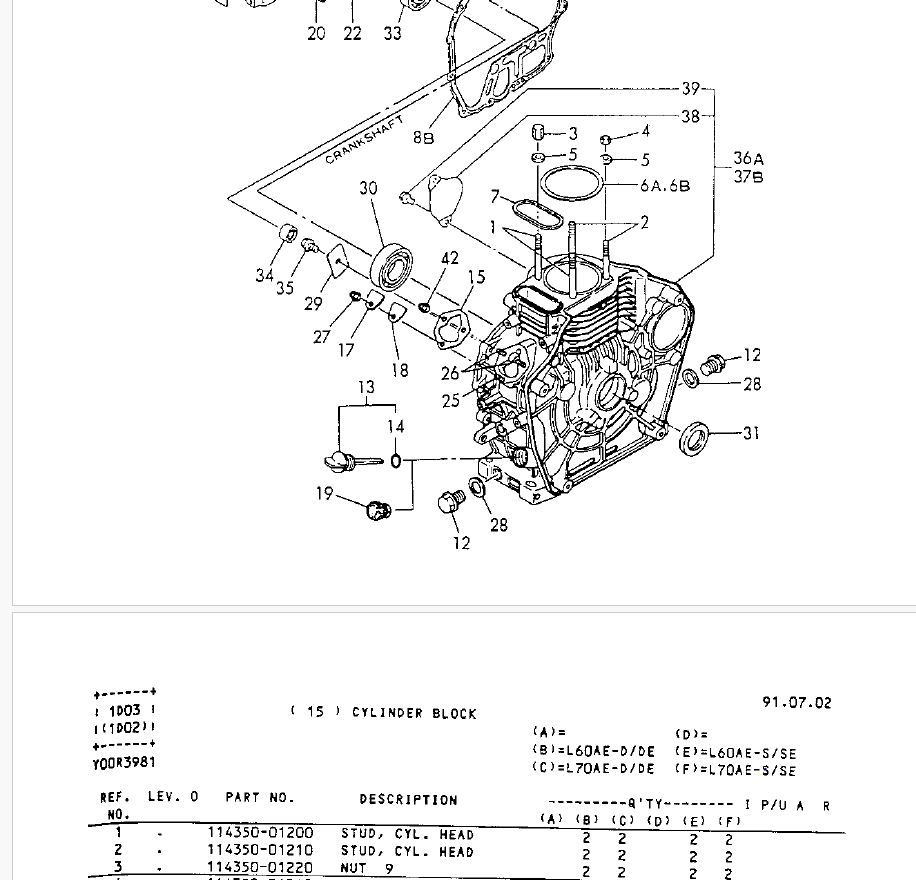 Yanmar L40AE L48AE L60AE L70AE L75AE L90AE L100AE Diesel Engines ...