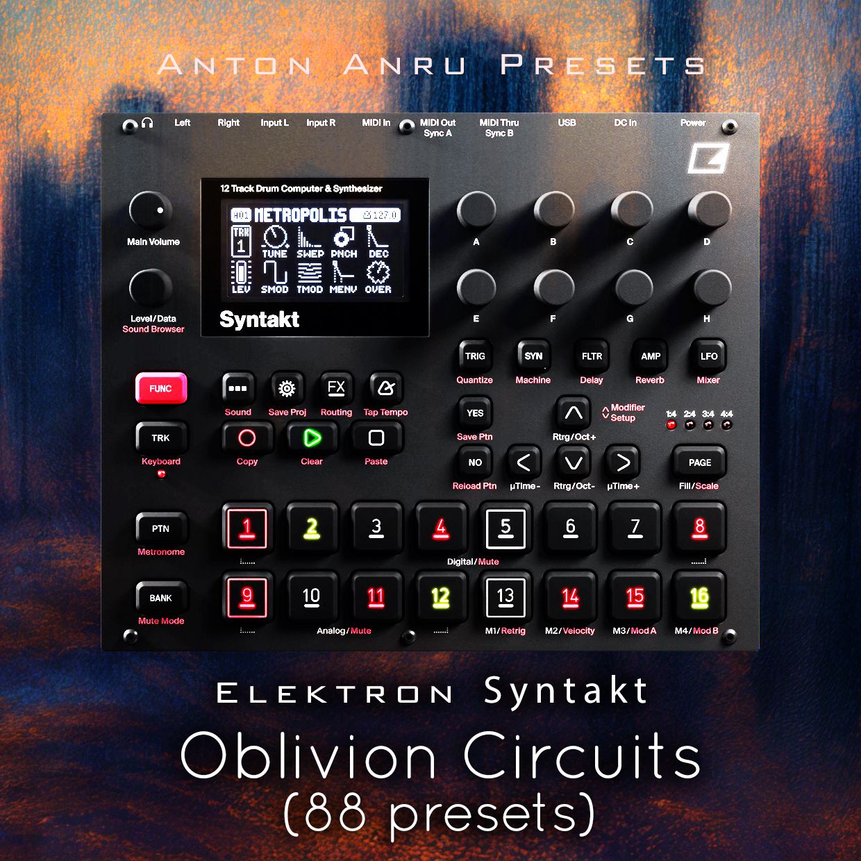 Elektron Syntakt Dark Noisy Presets: Bass, Lead, Pad, FX, Drum, Perc sounds