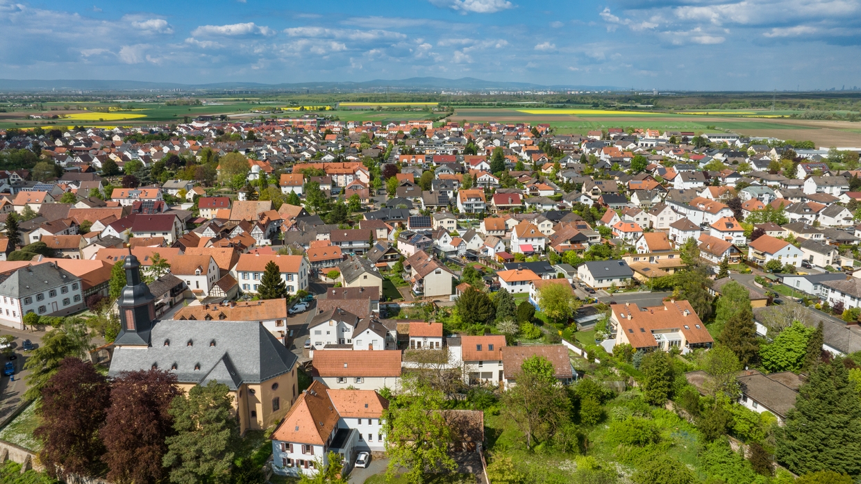 Panorama-Aussicht über Trebur, Hessen