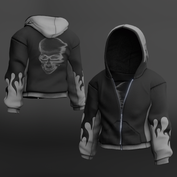 Zip Hoodie Y2K 3D Model FBX Download VRChat