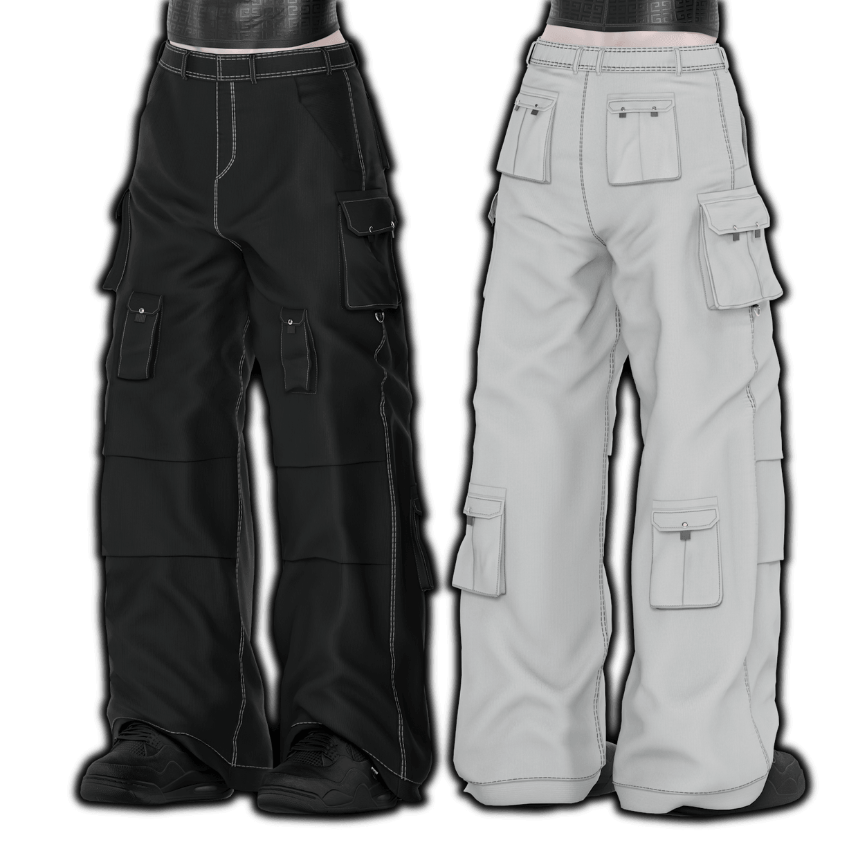 Baggy, Pleated Cargo Pants – Textured, Rigged, Game-Ready FBX for RChaVt