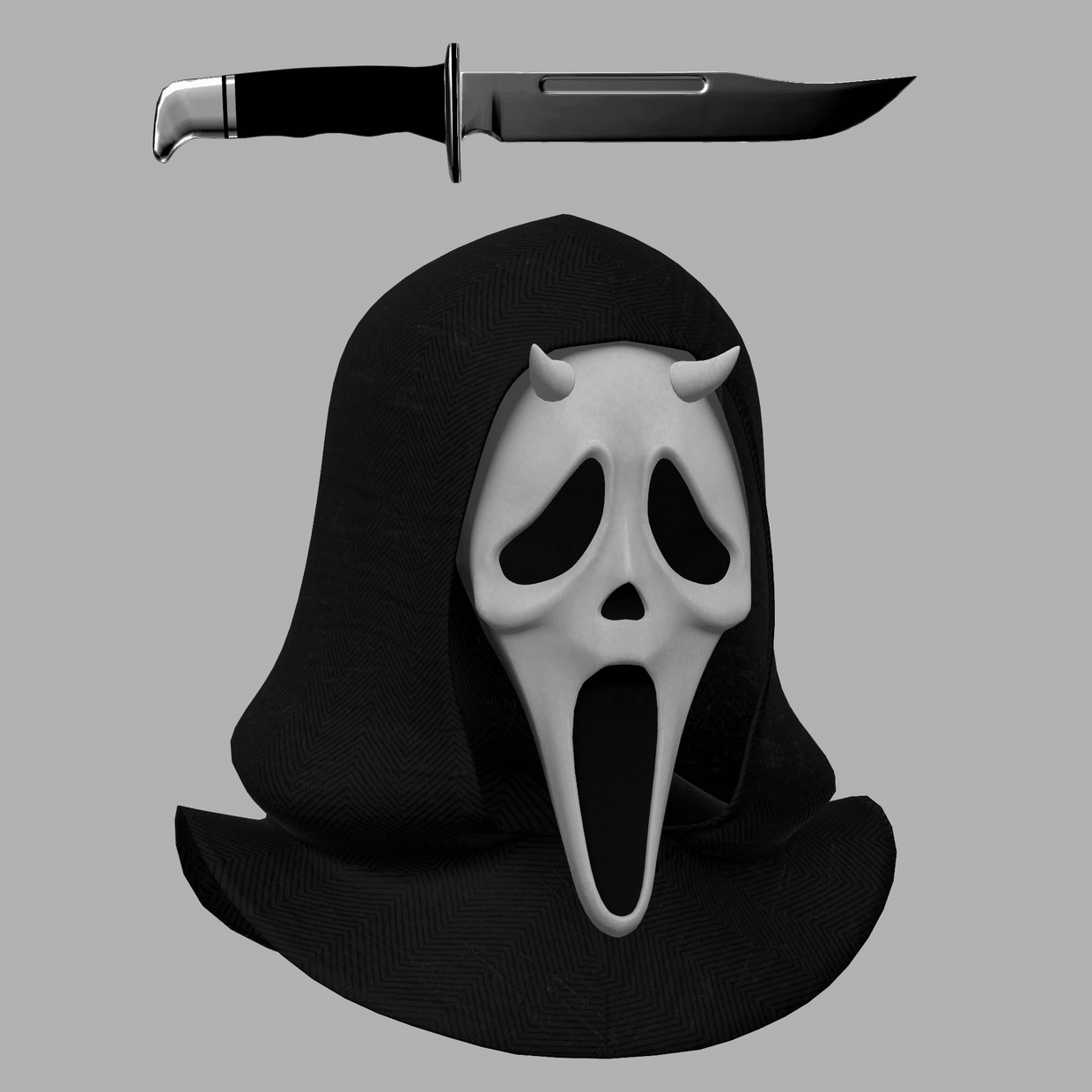 Ghost face Scream Mask Knife 3D Model FBX Download VRChat
