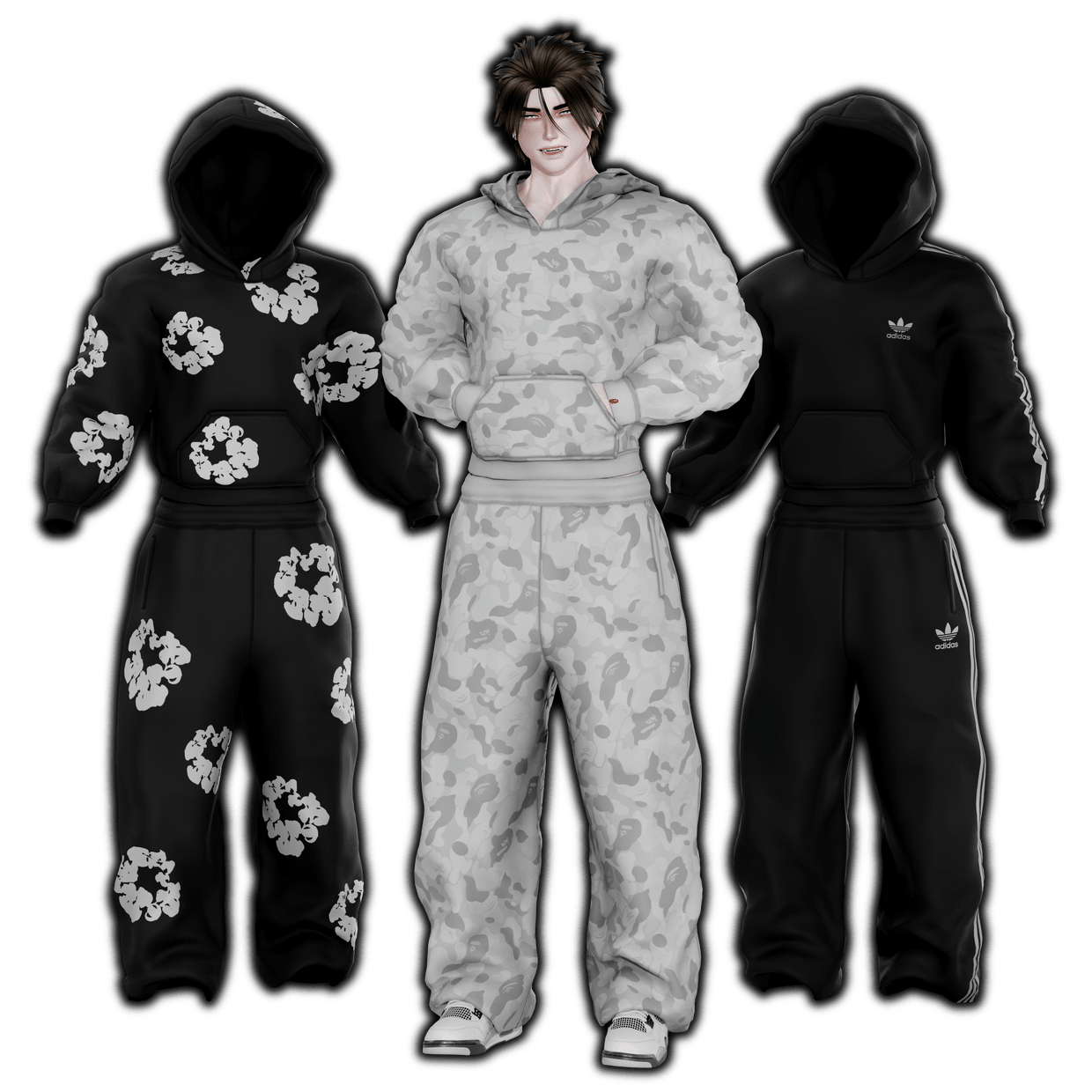 Baggy sweatsuit, hoody & sweatpants – Textured, Rigged, Game-Ready FBX ...