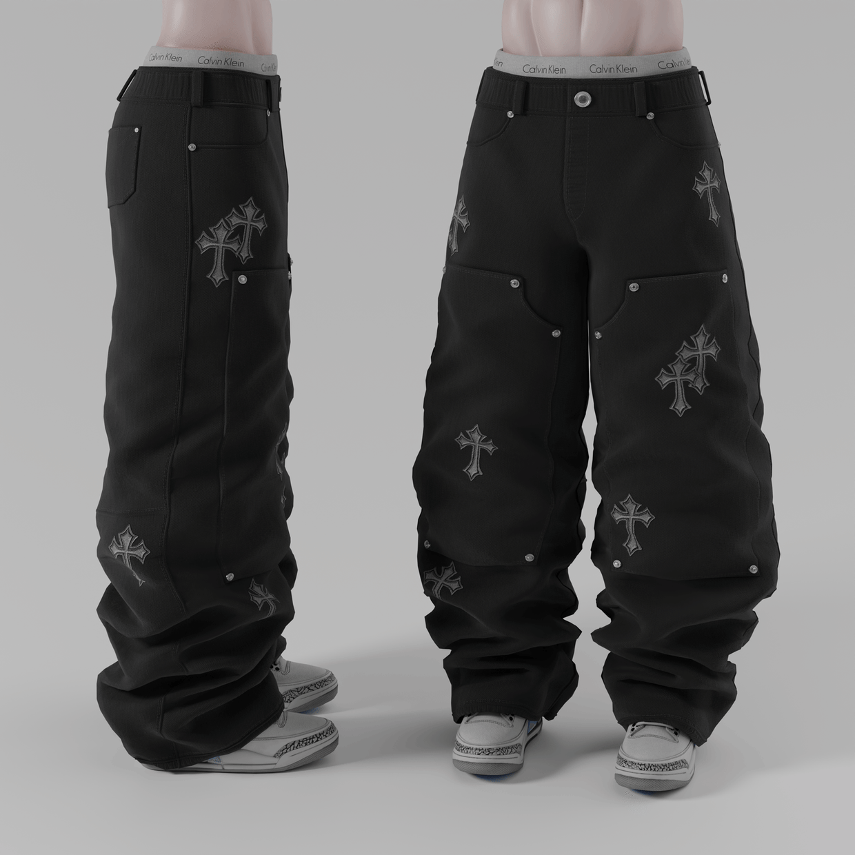 Double Knee Jeans – Textured, Rigged, Game-Ready FBX for VRChat