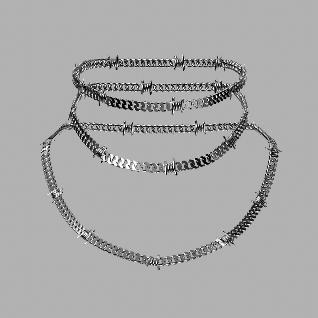 Barbwire cuban chain necklace jewelry 3D Model FBX Free Download VRChat