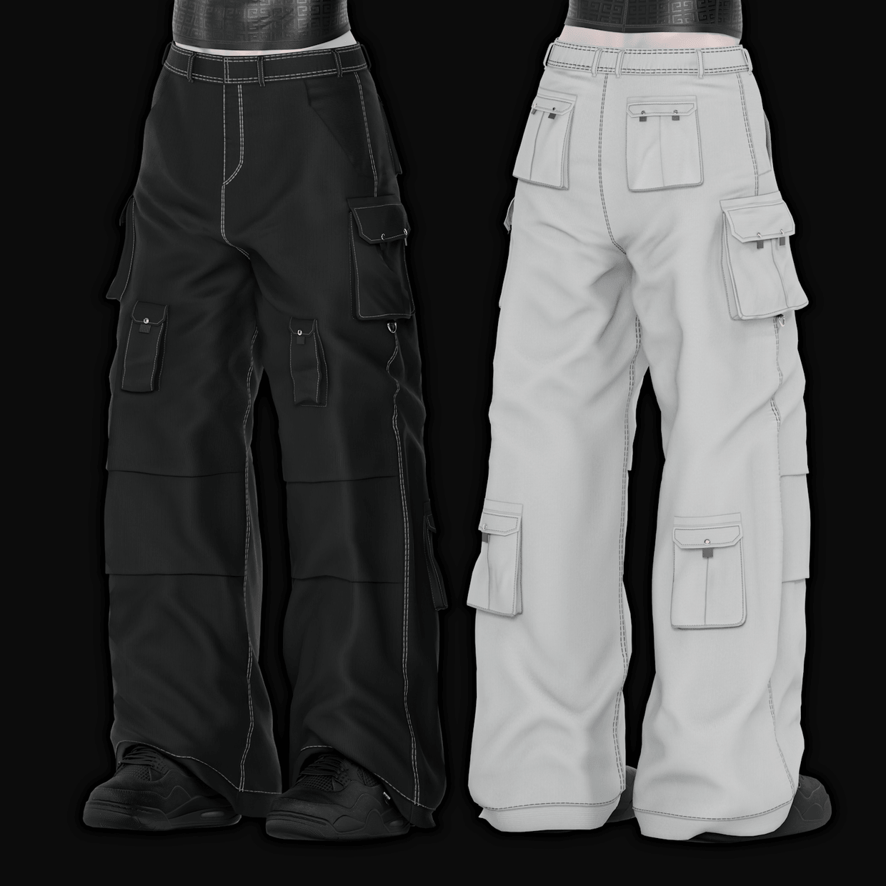 Baggy, Pleated Cargo Pants – Textured, Rigged, Game-Ready FBX for VRChat