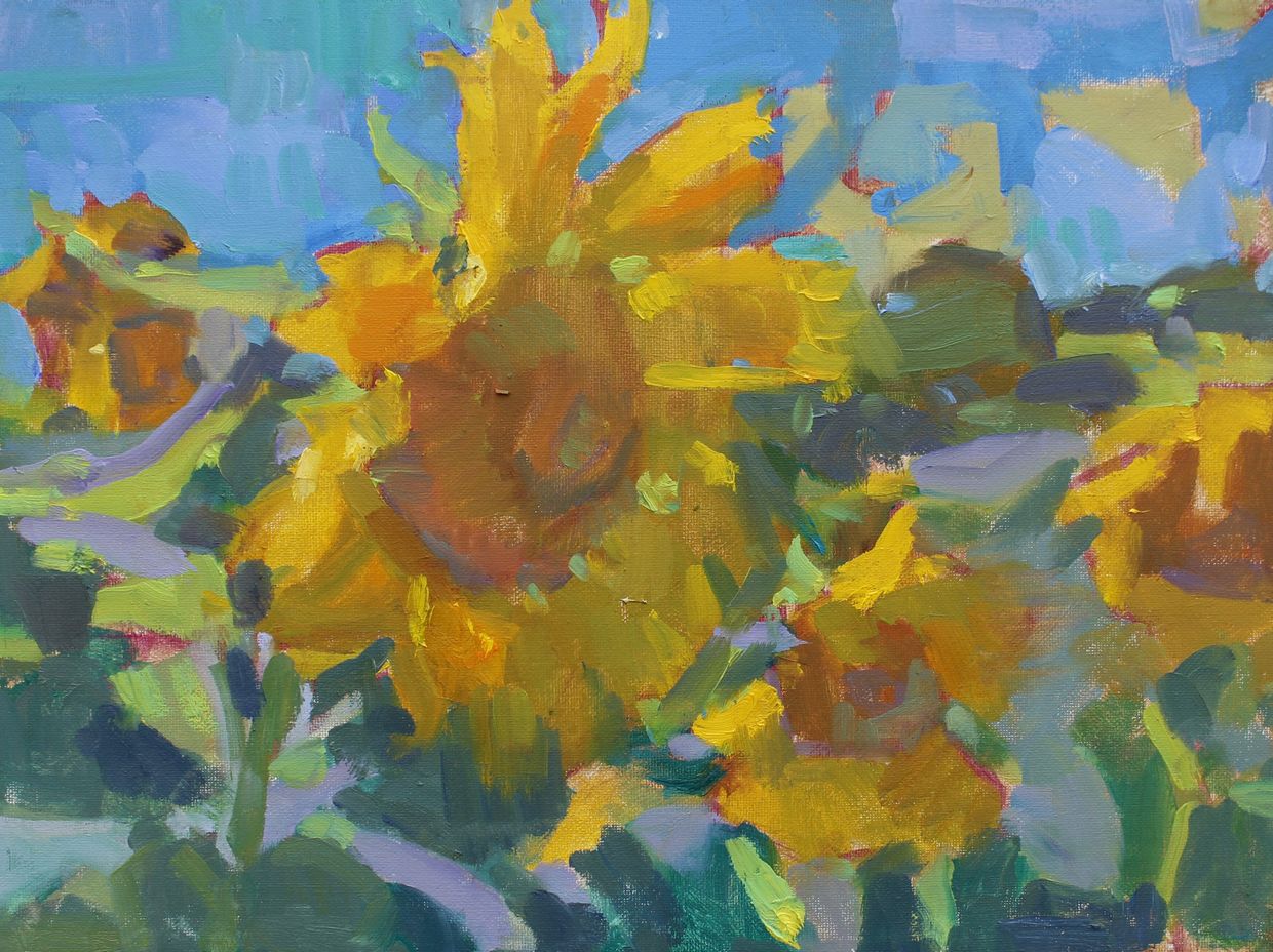 Sunflowers en Plein Air 12 x 16"