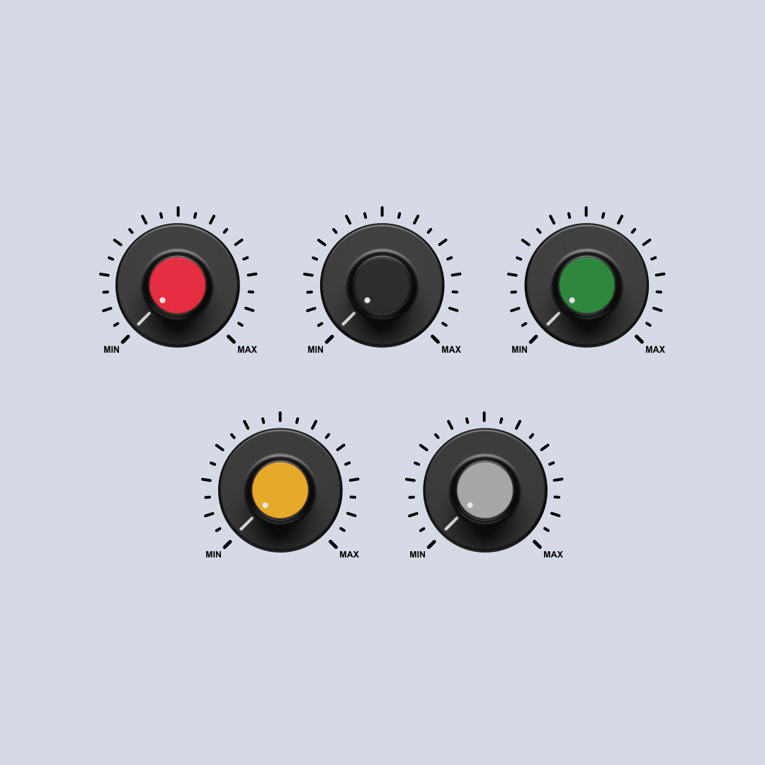Audio UI Knob Bundle in 5 Colors – Premium UI Elements for Plugins