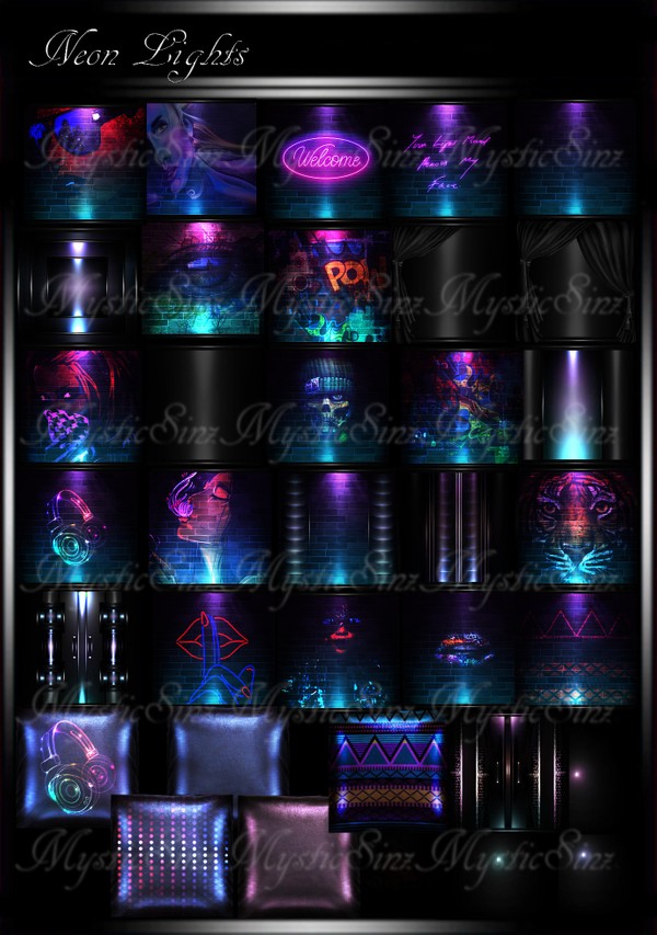 Neon Lights IMVU Room Textures Collection
