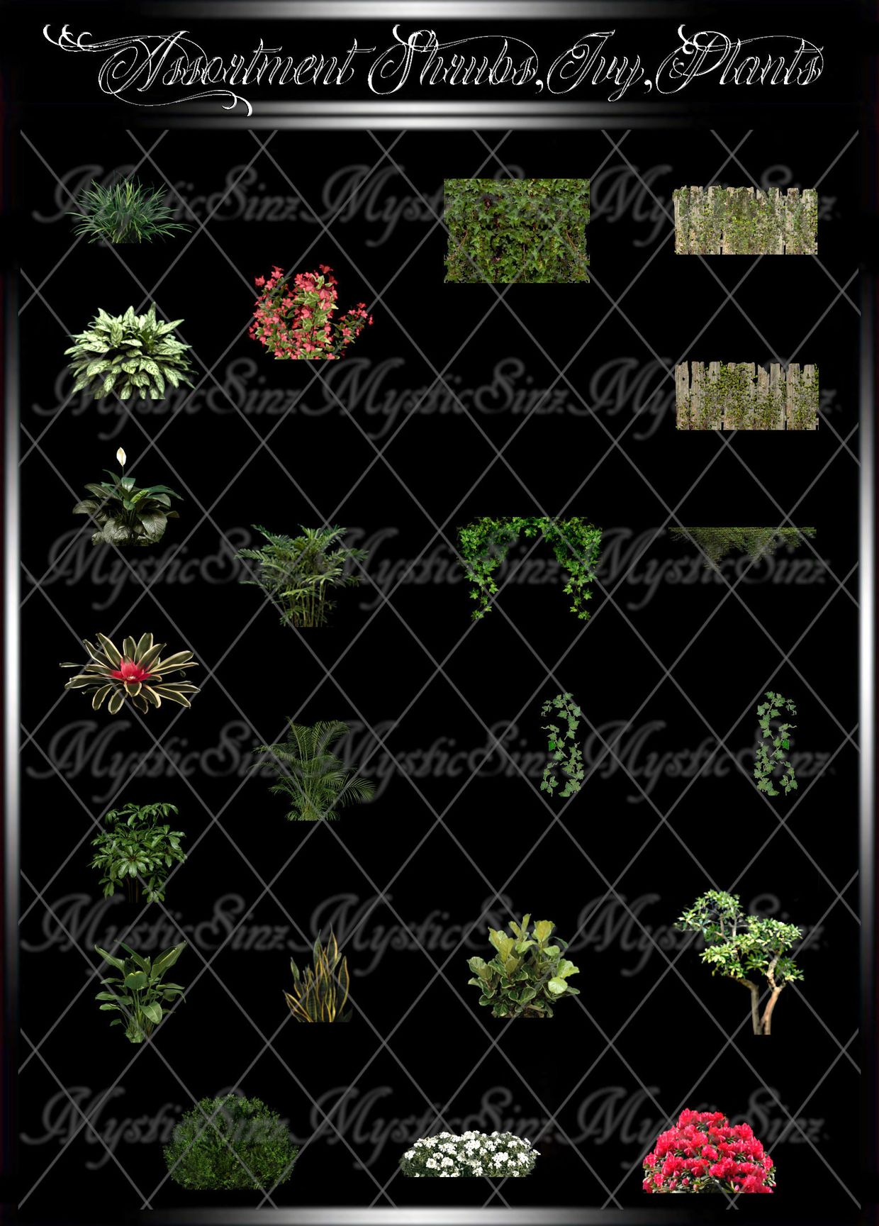 Assortment Shrubs,Ivy, Plants IMVU Textures