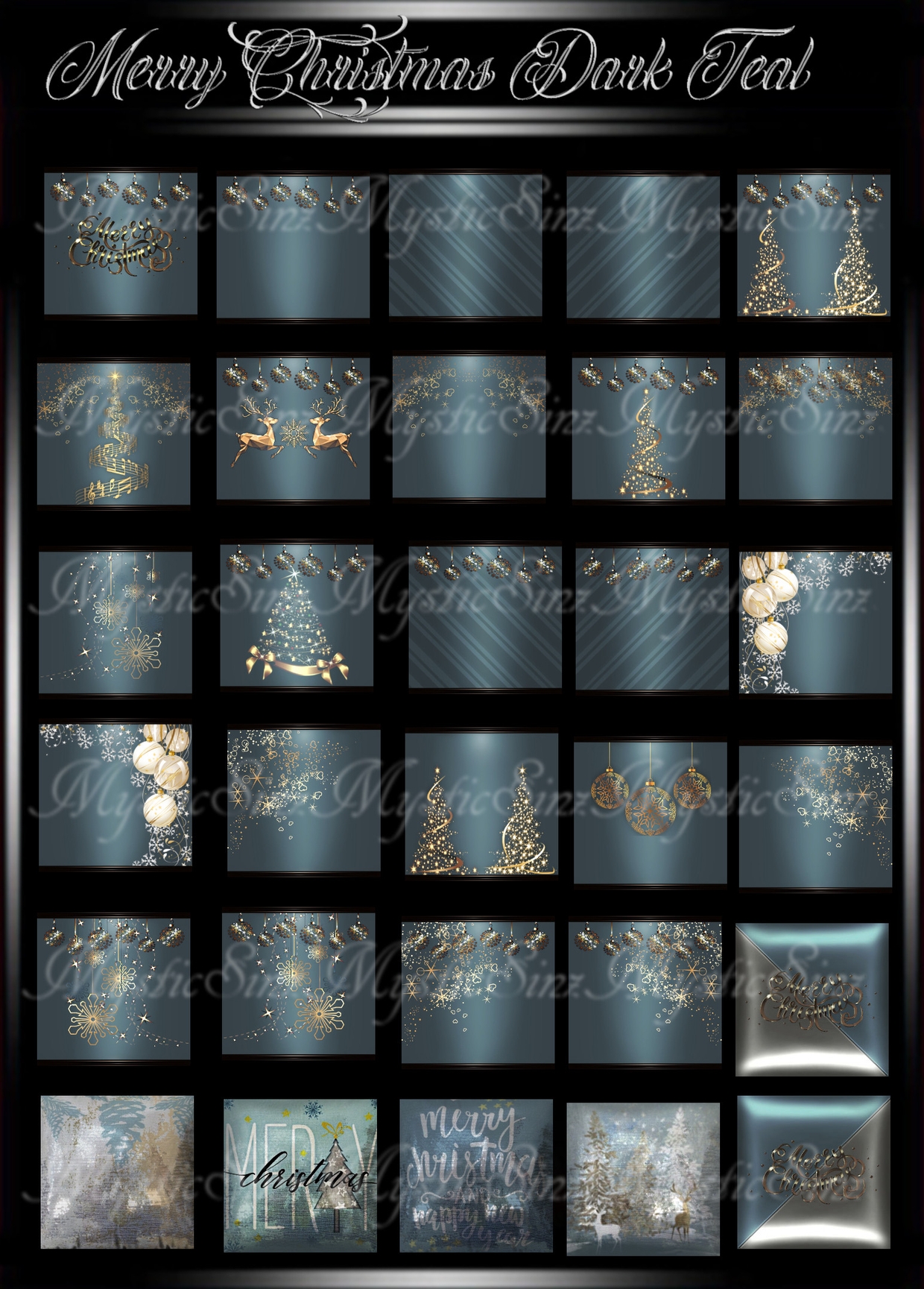 Merry Christmas Dark Teal IMVU Room Textures Collection