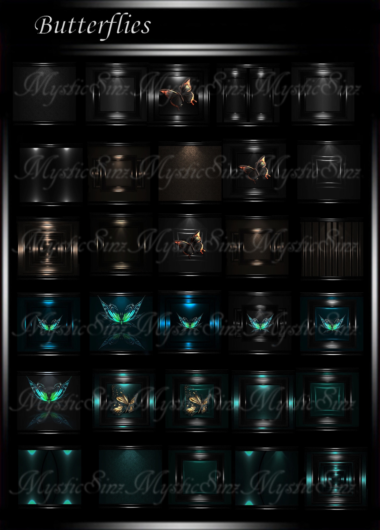 Butterlies Variety Pack 4 in 1 IMVU Room Textures Collection