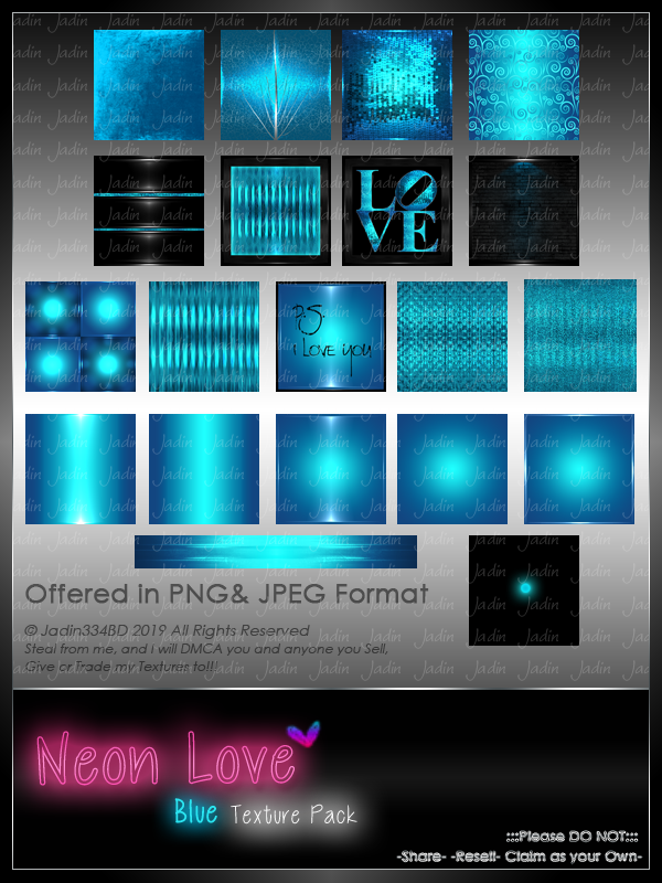 Neon Love: Blue Color Pack-- $2.00