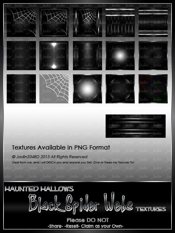 Haunted Hallows BLACK Spider Texture Pack-- $1.00