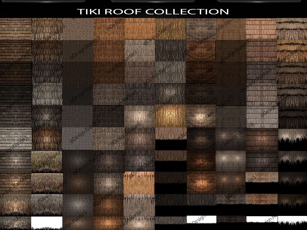 TIKI ROOF COLLECTION FILE OFFER 100 Textures + Opacity 256x256jpg.
