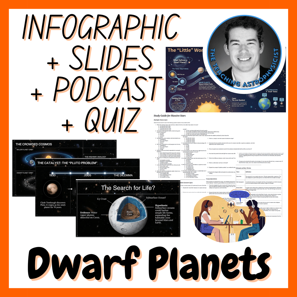 Dwarf Planets | Infographics + Slides + Podcast + Quiz | Space Science Set