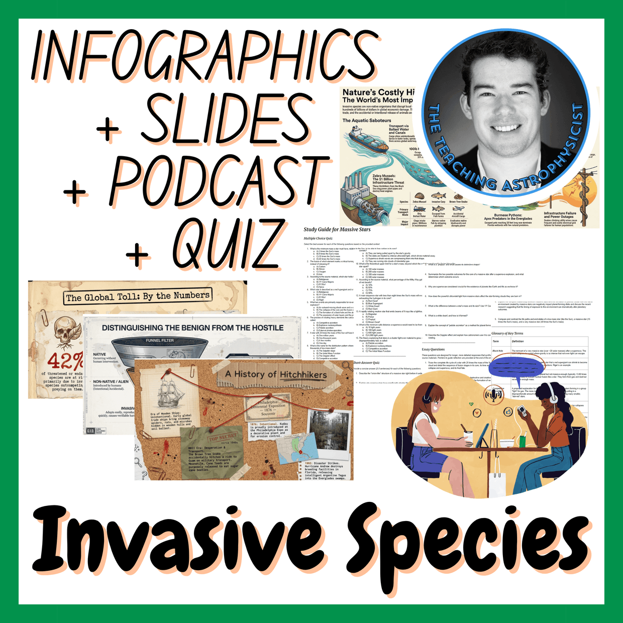 Invasive Species | Infographics + Slides + Podcast + Quiz | Biology Set
